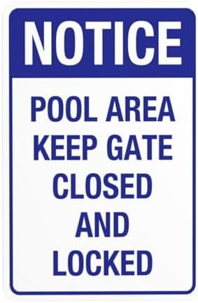Pool Area Sign,Keep Gate Closed and Locked Warning,Pool Security Metal ...