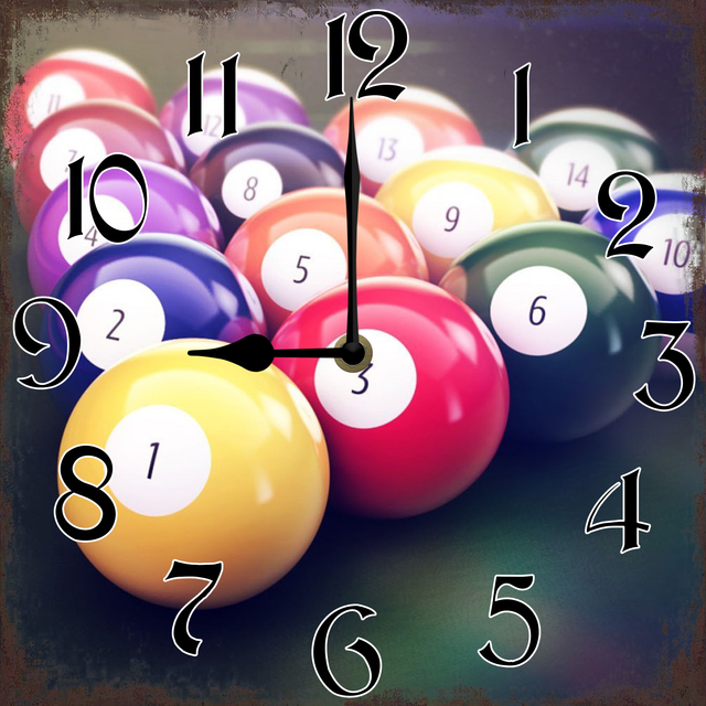 Pool Ball Billiards Wall Clock 10 Inch Silent Non-Ticking Clocks ...