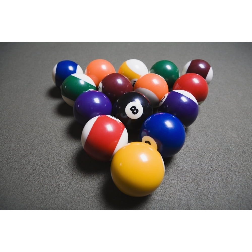 Pool Balls On A Billiard Table With The Eight Ball Facing Upwards ...