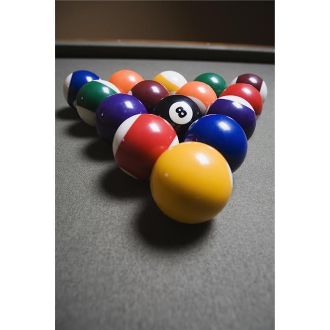 Pool Balls On A Billiard Table with The Eight Ball Facing Upwards ...