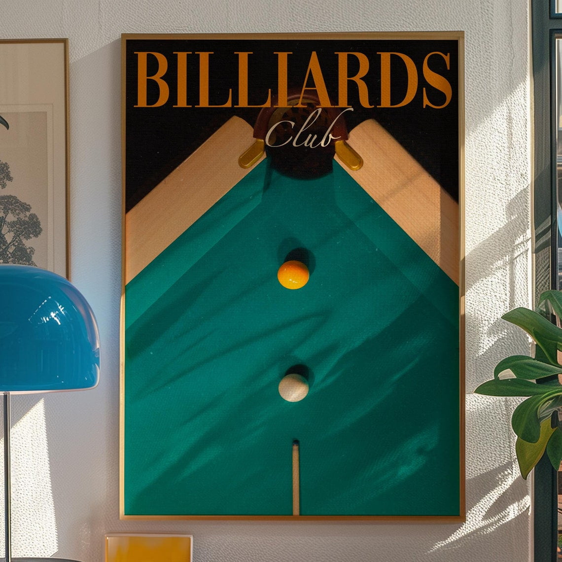 Pool Balls Print, Vintage Poster, Aesthetic Apartment Decor, Preppy ...