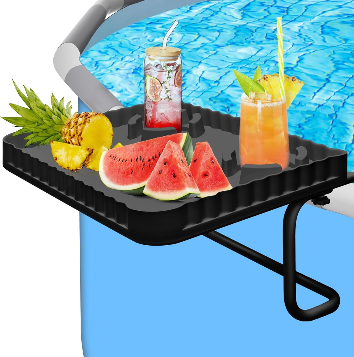 Pool Bar, Above Ground Pool Bar with 2 Drink Cup Holders,Poolside Table ...