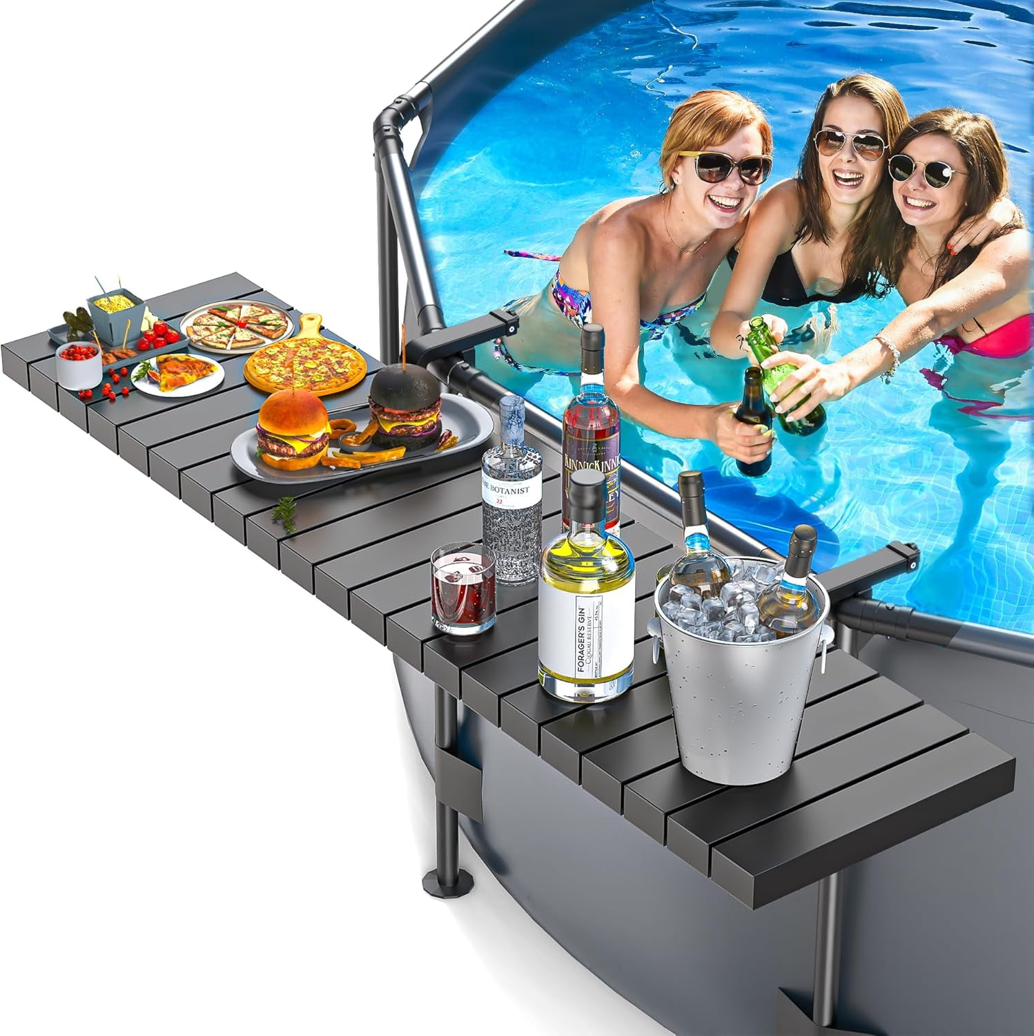 Pool Bar, Above Ground Pool Side Bar Swim Up Bar, Heavy-Duty Aluminum ...