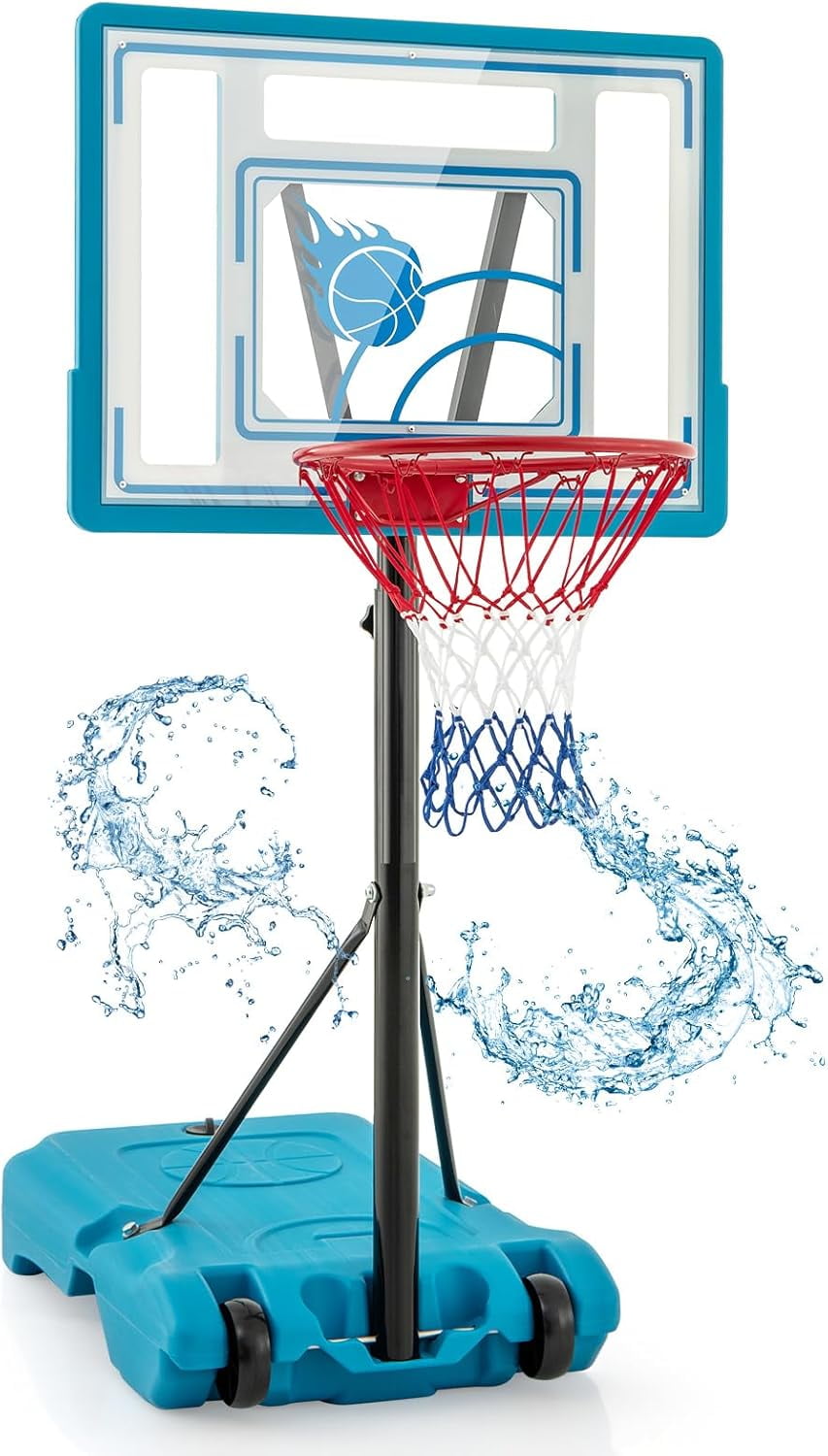 Pool Basketball Hoop, 45"-53" Adjustable Height, Portable Basketball ...