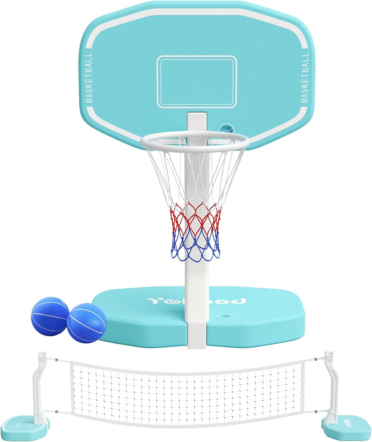 Pool Basketball Hoop or Pool Volleyball Net, 2 in 1 Pool Toys, Pool ...