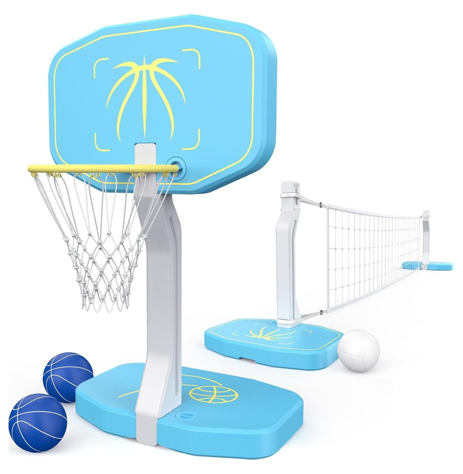 Pool Basketball Hoop or Pool Volleyball Net, 2 in 1 Stainless Steel ...
