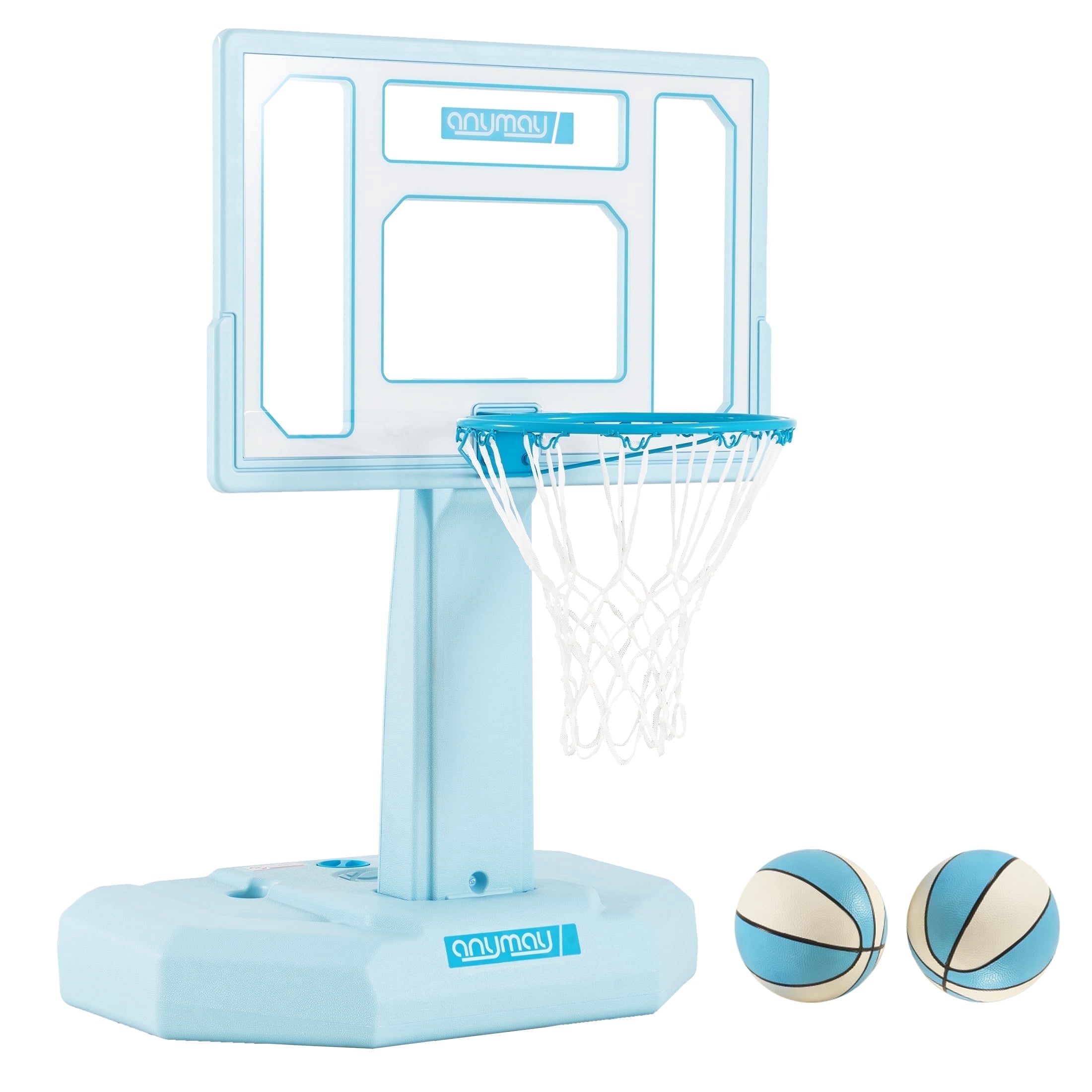 ANYMAY Outdoor Pool Basketball Hoop with Portable 32inch PE Backboard ...