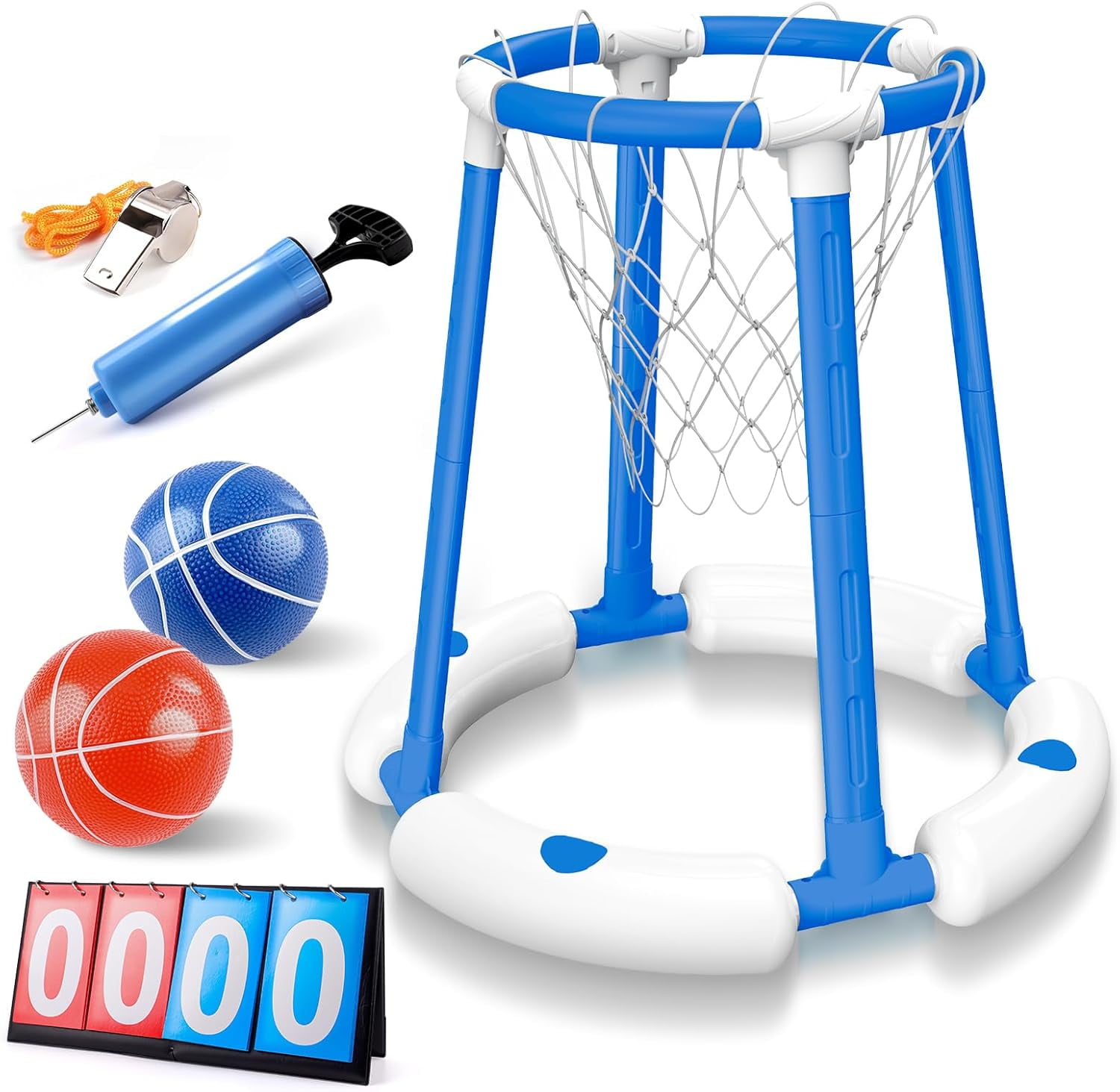 Pool Basketball Hoop Set, Floating Pool Basketball Game with Scoreboard ...