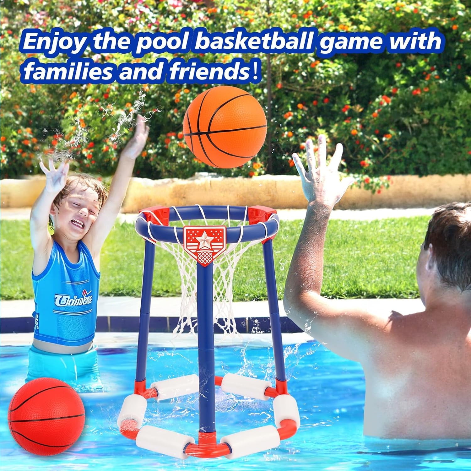 Pool Basketball Hoop Set, Floating Pool Toys for Kids, Summer Water ...