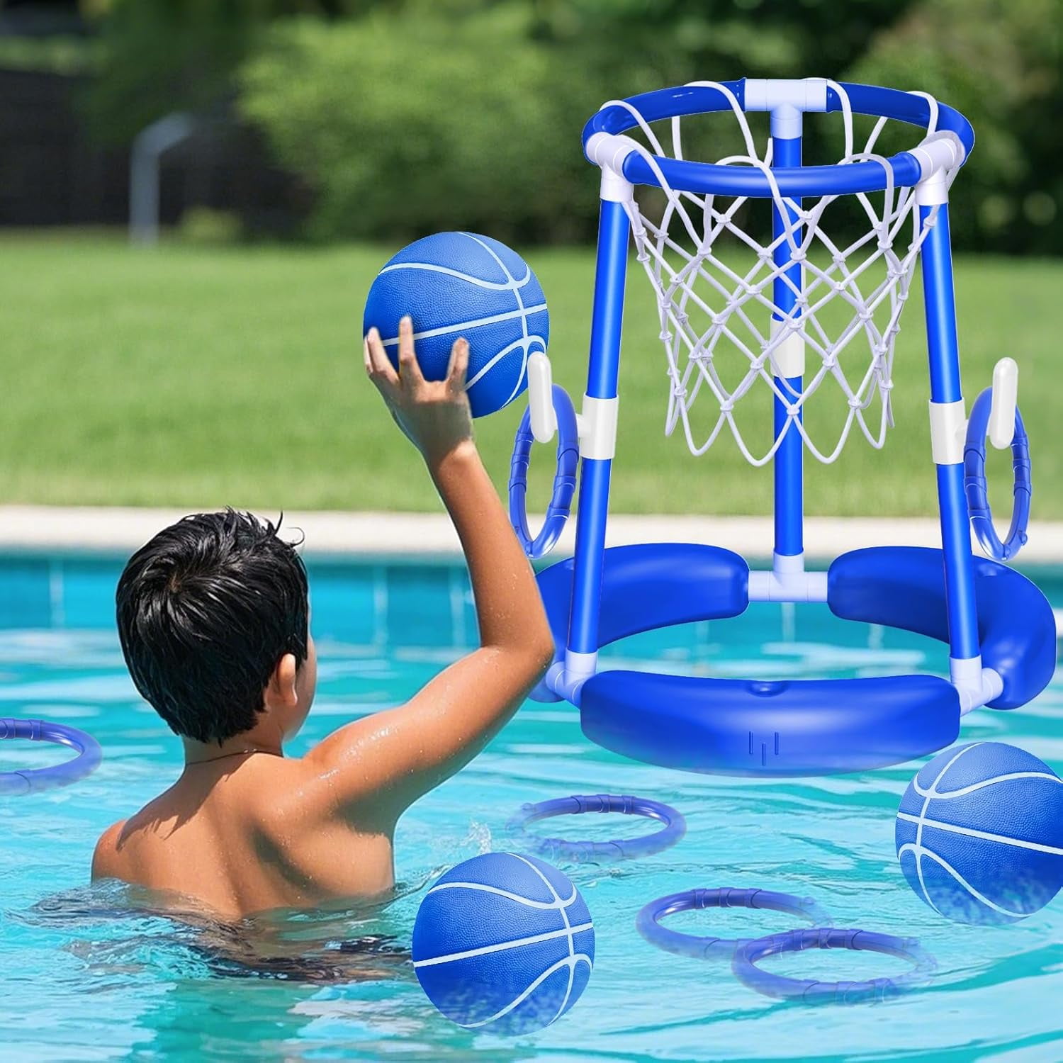 Pool Basketball Hoop, Summer Swimming Pool Floating Basketball Pool Toy ...