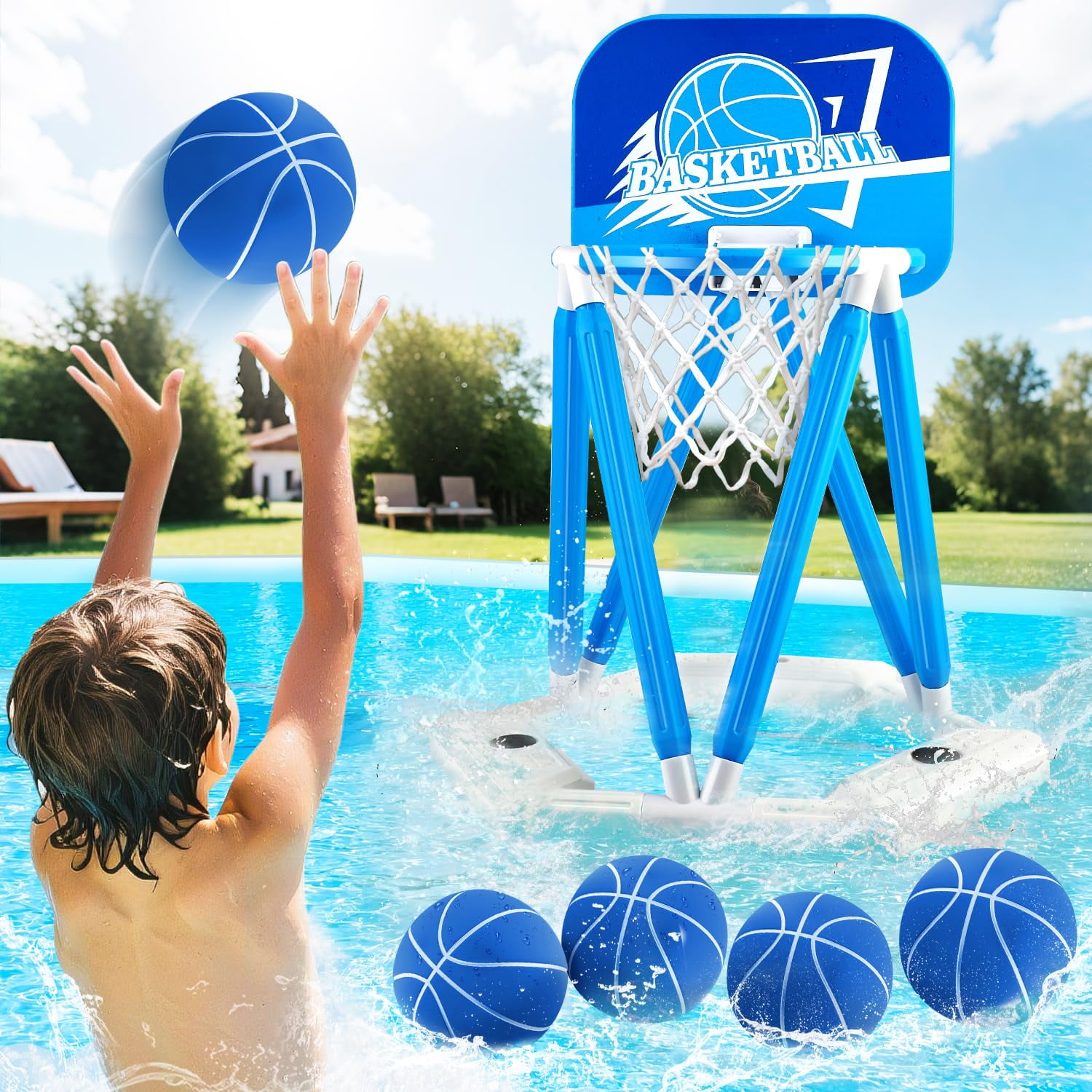 Pool Basketball Hoop Toys, Swimming Floating Basketball Hoop Pool Game ...