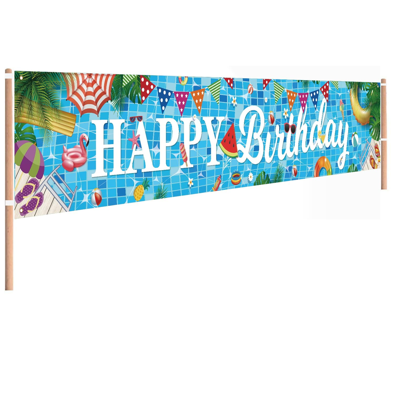 Pool Birthday Party Decorations, Extra Large Size Happy Birthday Pool ...