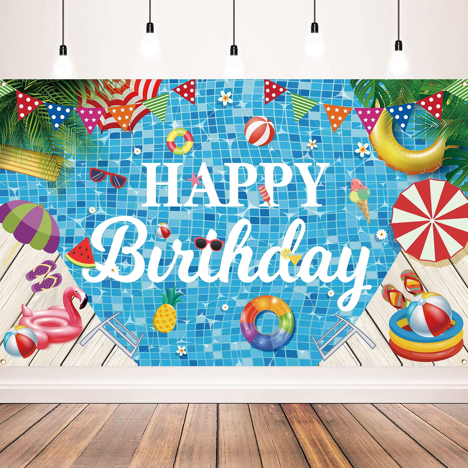 Pool Birthday Party Decorations, Happy Birthday BSL1 Pool Party Pool ...