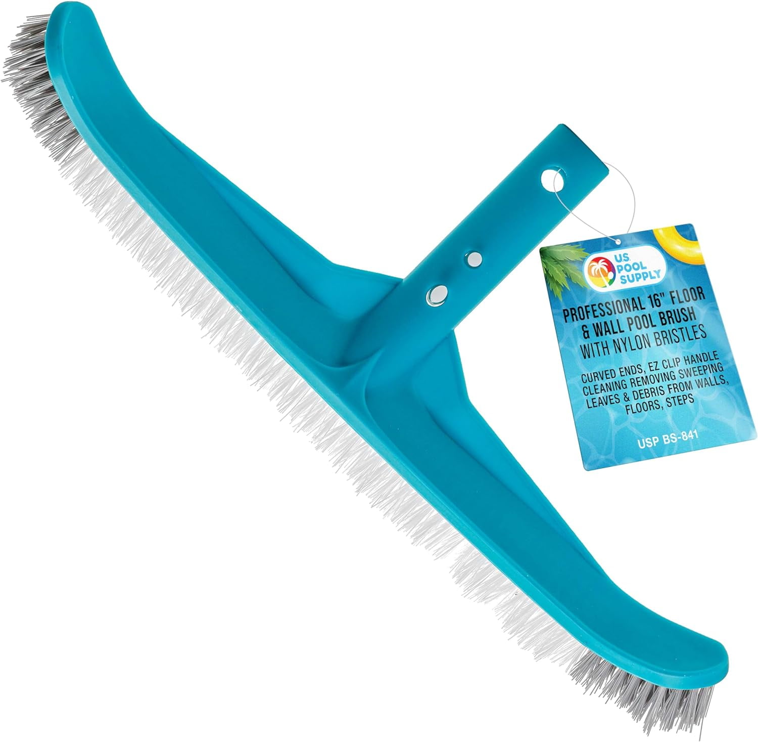 Pool Brush Head for Inground Pools - 16" Swimming Pool Brush with Pole ...
