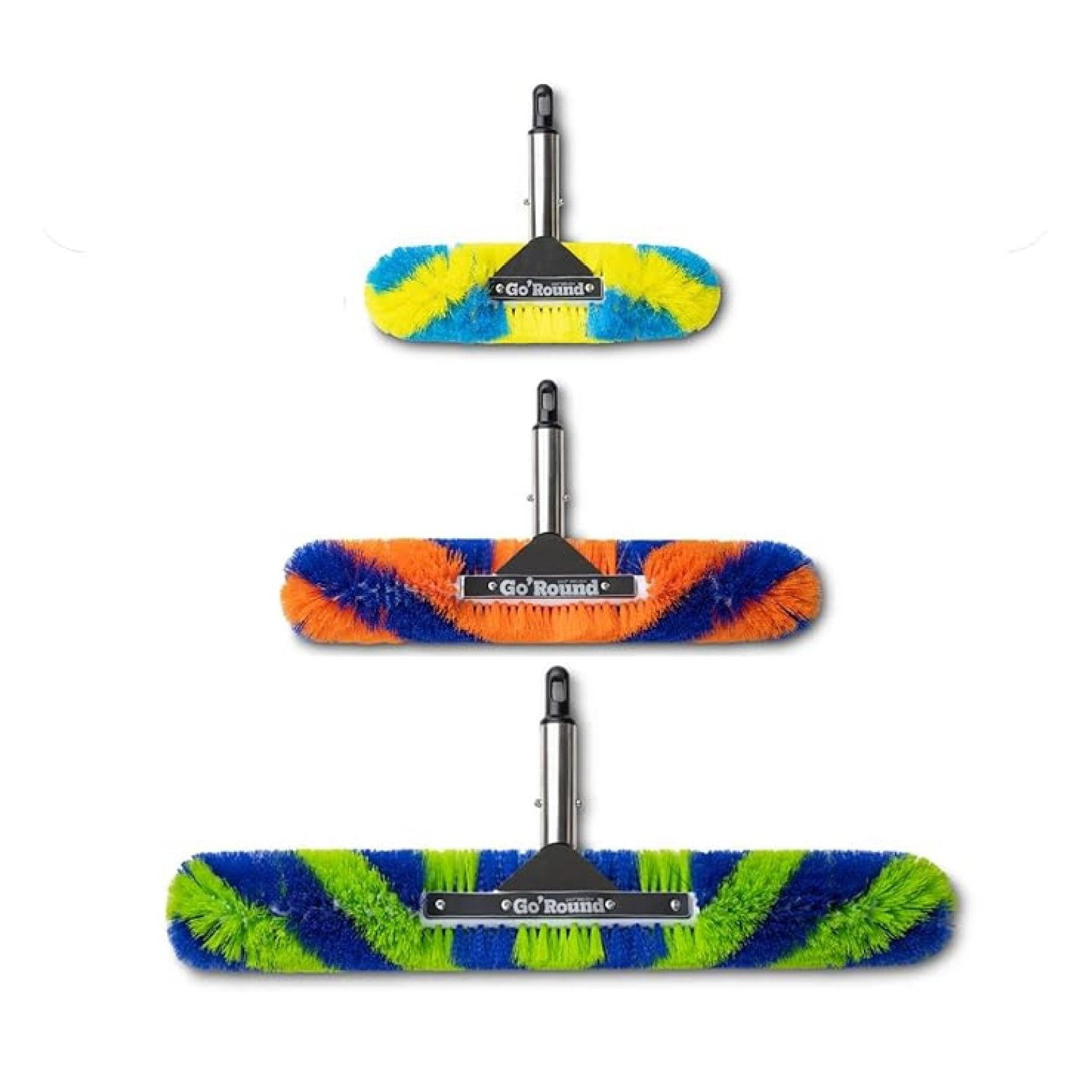 Pool Brush Set 3-Pack - 12, 18 & 24 Inch - 360 Degree Bristles - Corner ...