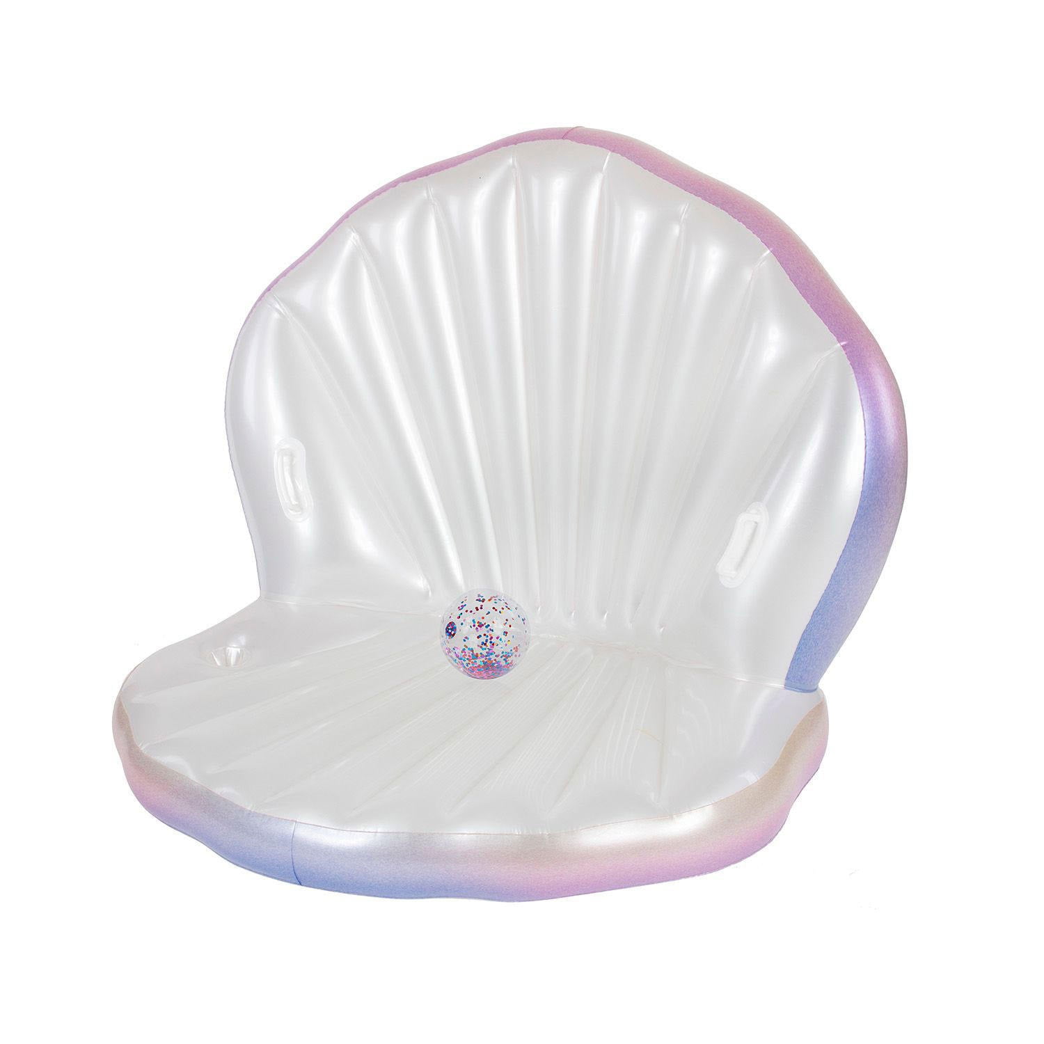 Pool Candy Giant Oyster Shell Lounge with Glitter Pearl Beach Ball ...