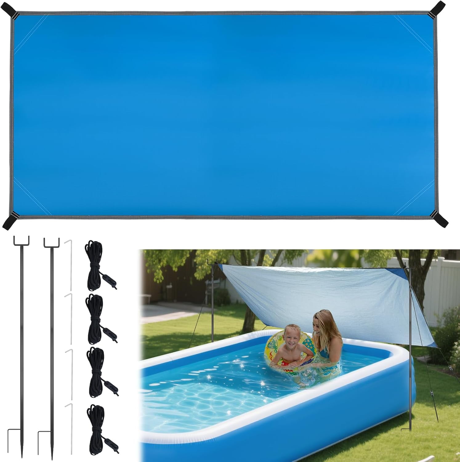 Pool Canopy for Above Ground Pools, Waterproof Sun Shade Cloth Cover ...