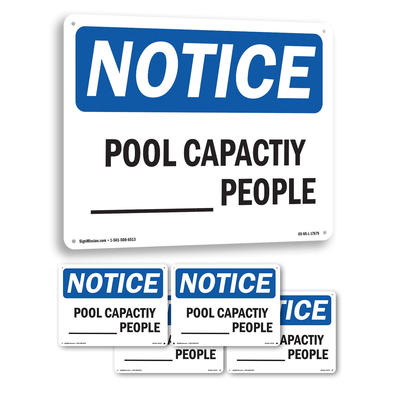 Pool Capacity ____ People OSHA Notice Rigid Plastic Sign 10 Inch x 7 ...