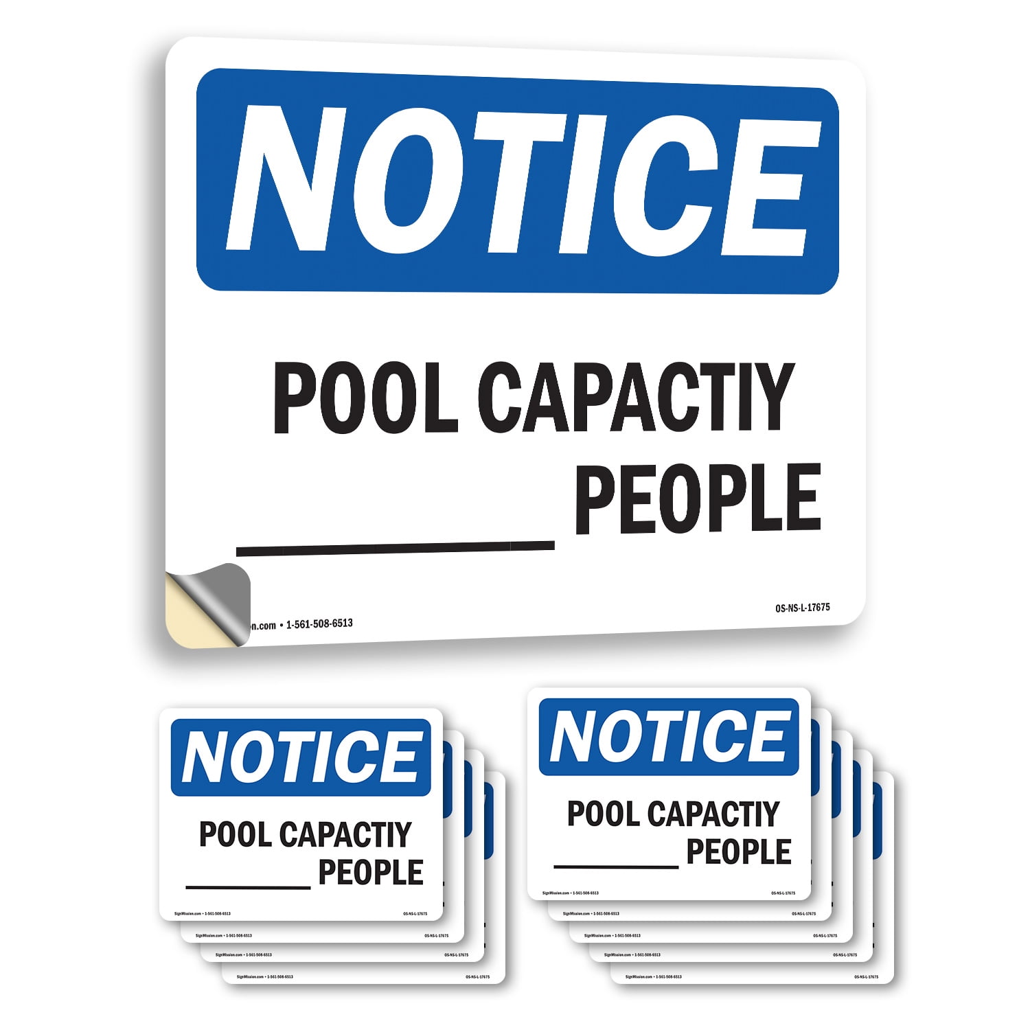 Pool Capacity ____ People OSHA Notice Vinyl Decal Label 10 Inch x 7 ...