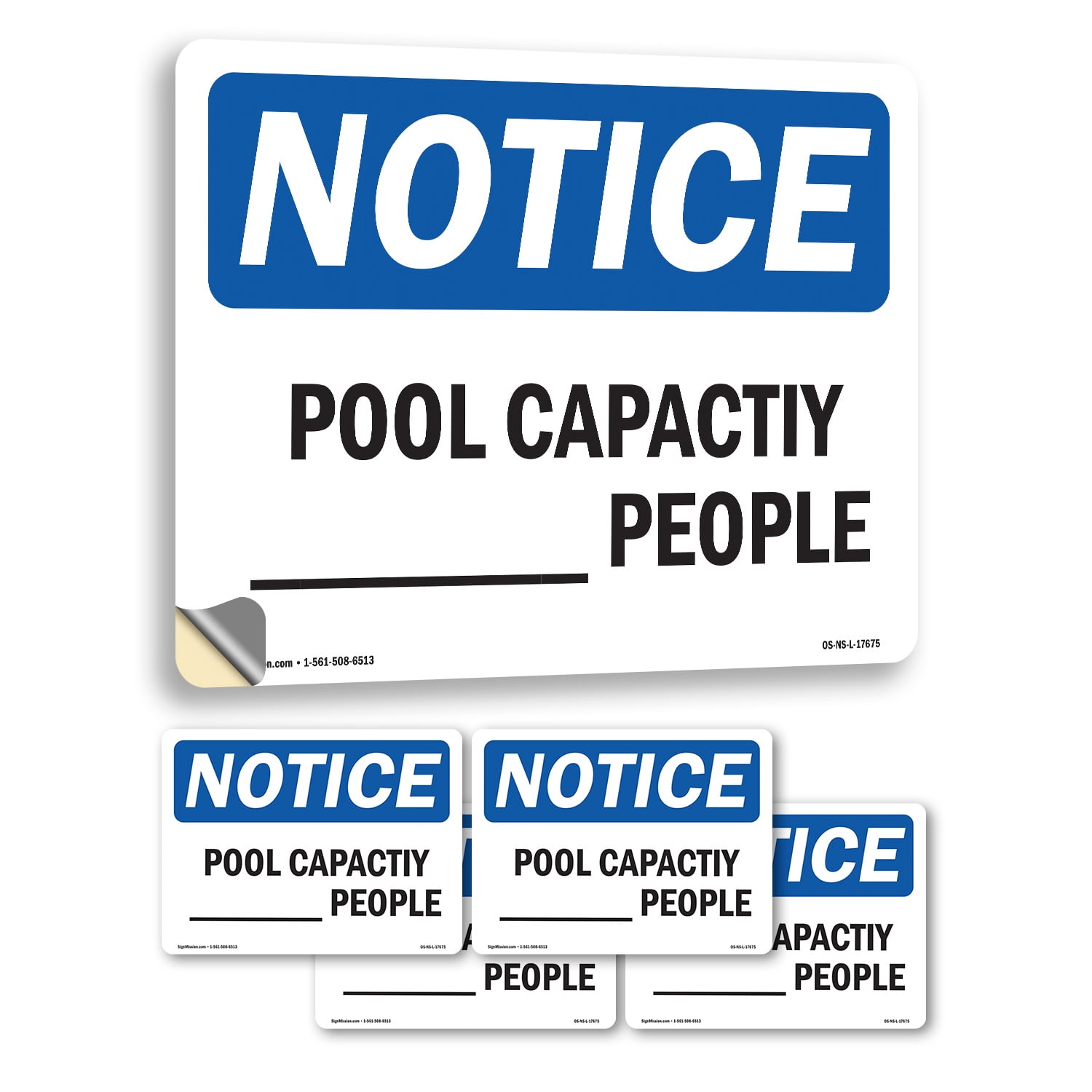 Pool Capacity ____ People OSHA Notice Vinyl Decal Label 18 Inch x 12 ...