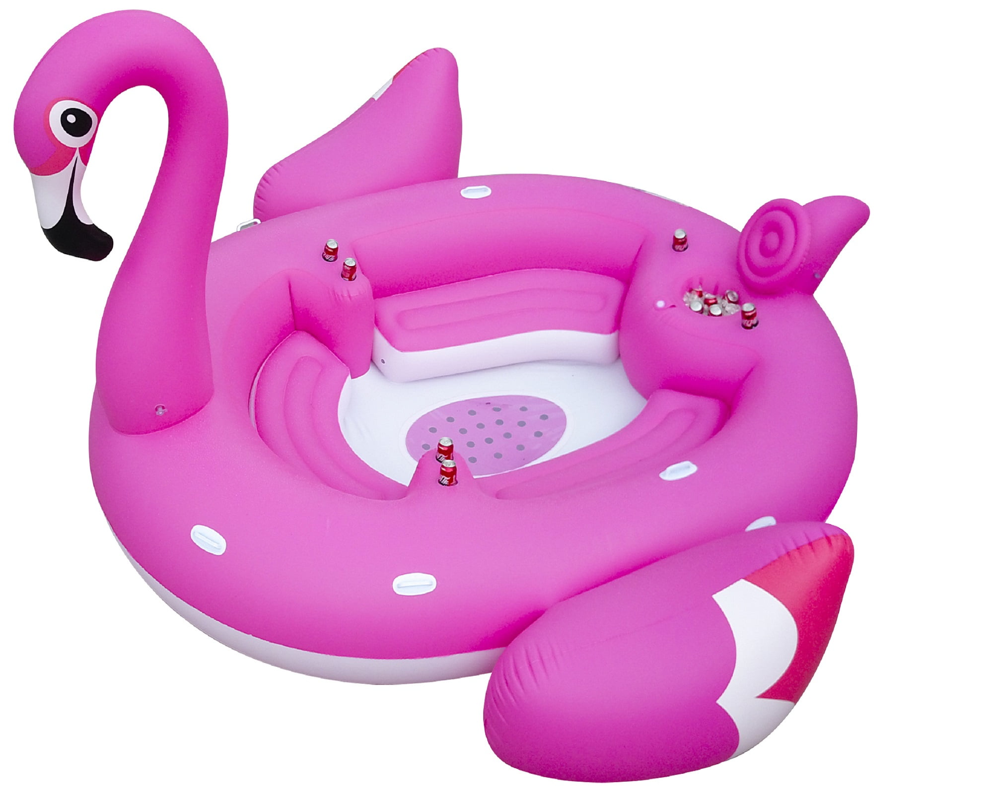 Pool Central 16 ft 6 Person Inflatable Floating Flamingo Party Island ...