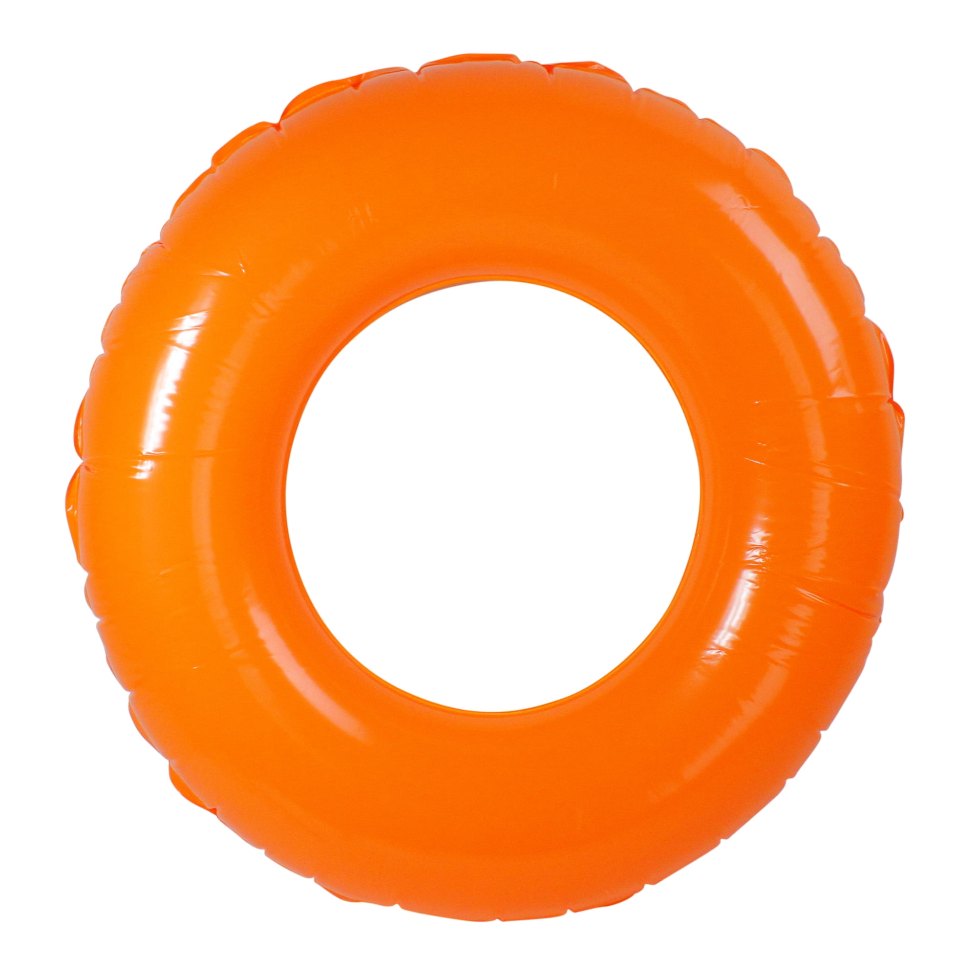 Pool Central 35 Classic Round Inflatable 1 Person Swimming Pool Inner Tube Ring Float Orange