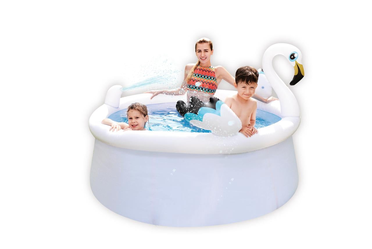 Pool Central 69" White and Black Flamingo Inflatable Swimming Pool ...
