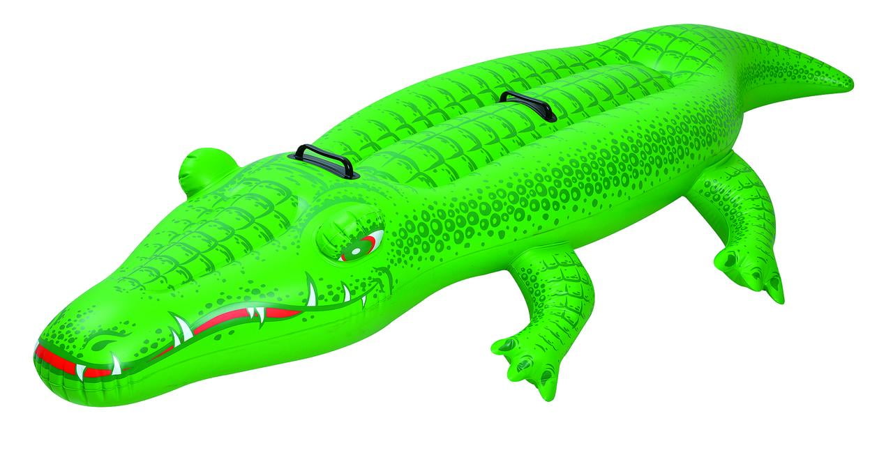 Pool Central 7' Inflatable Green Alligator Rider Swimming Pool Float ...