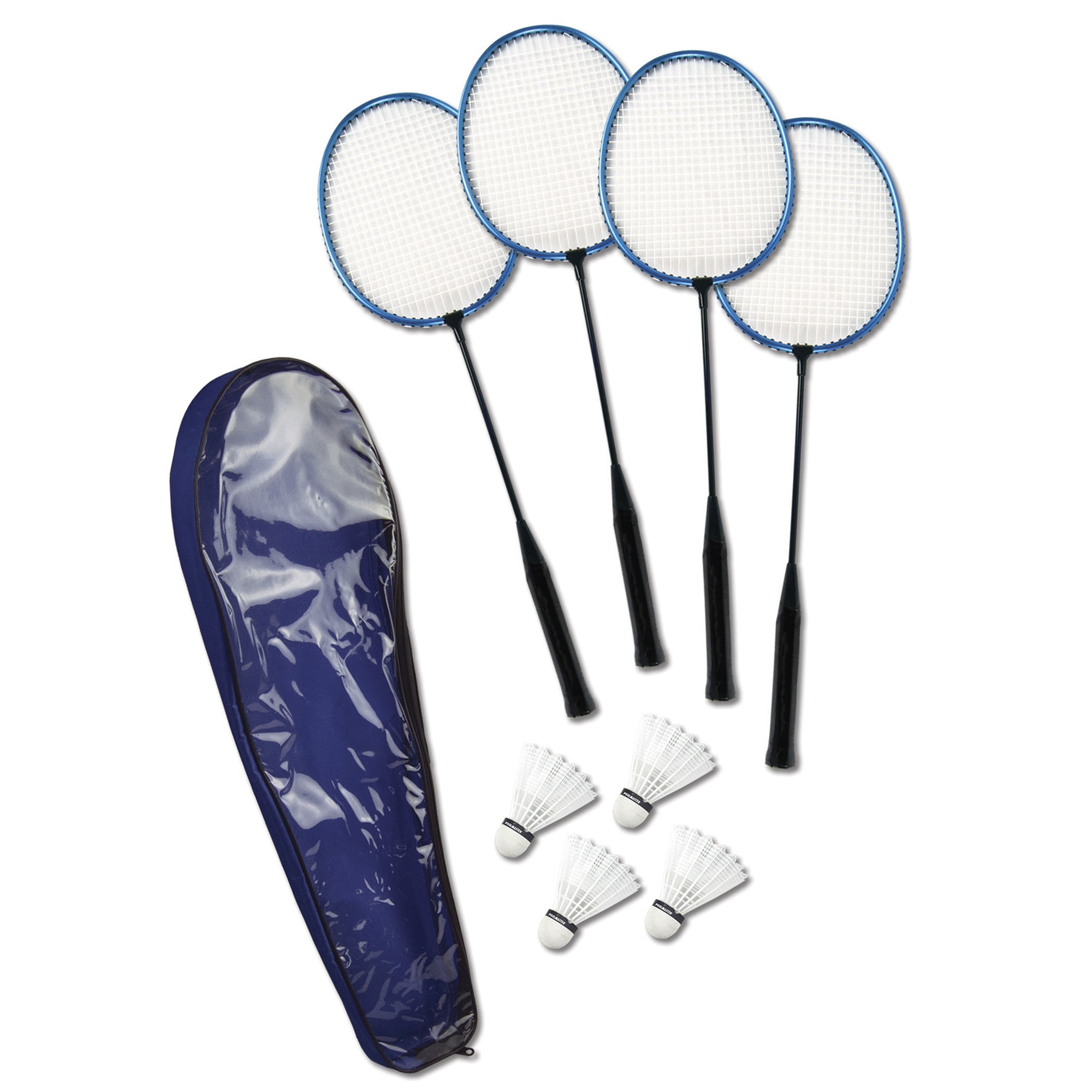 Pool Central Deluxe Set of 4 Rackets and Birdies Badminton Game with ...