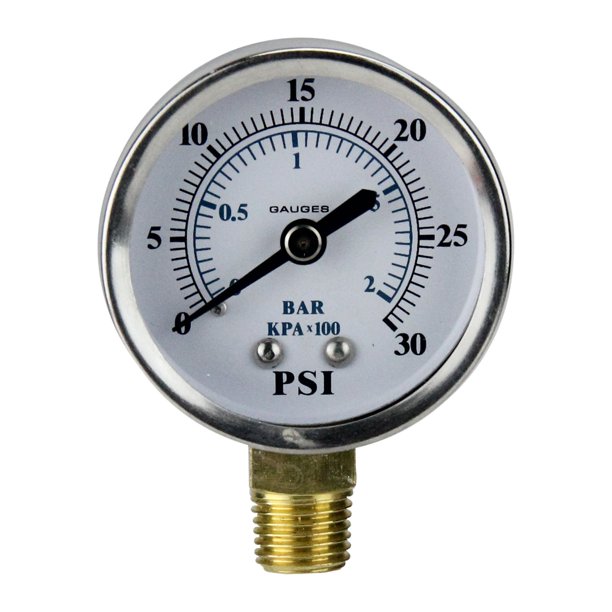 Pool Central Side Mount Stainless Steal Pressure Gauge 2.75" (50mm) - White/Silver - Walmart ...