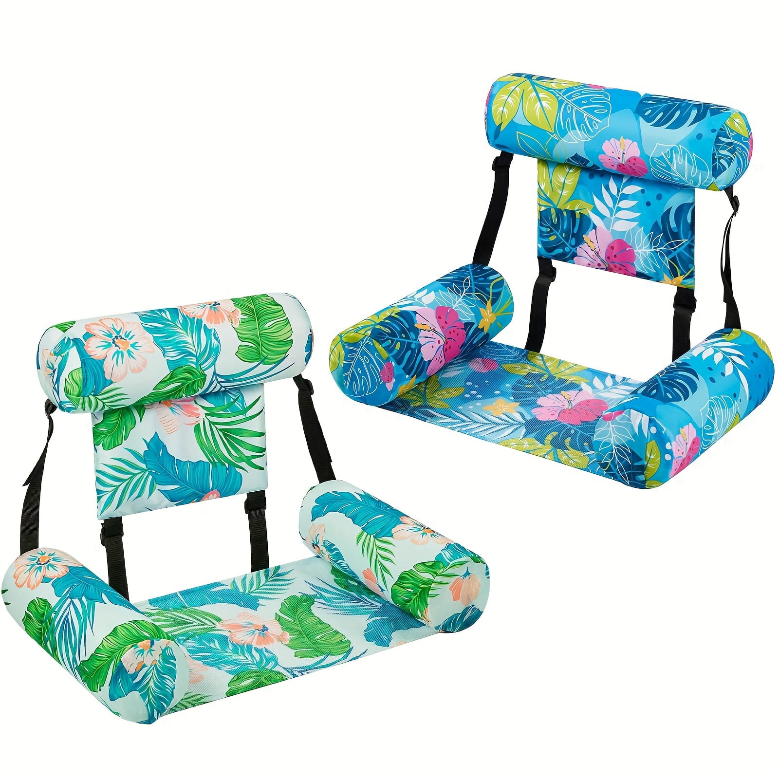 Pool Chair Float - 2 Pack Inflatable Pool Float for Adults Green Plants ...