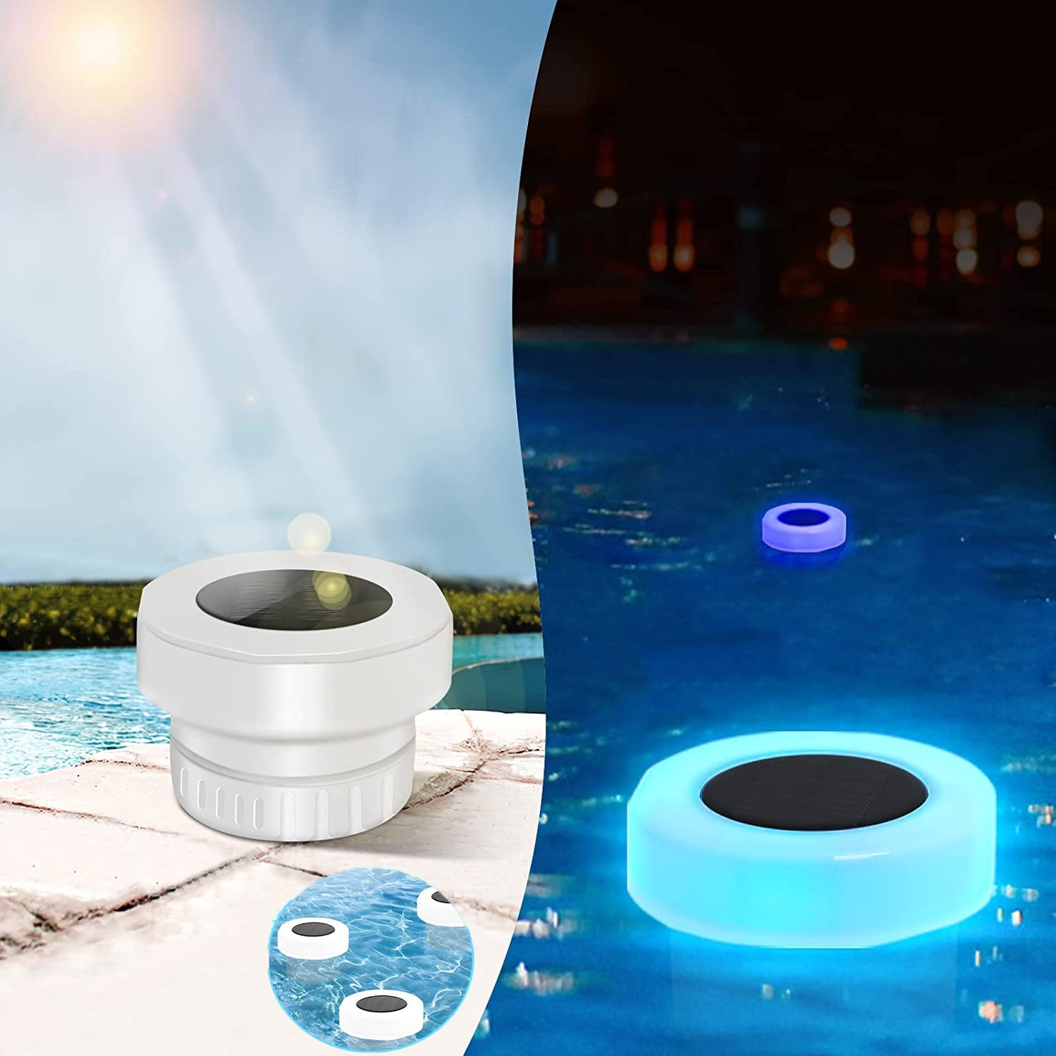 Pool Chlorine Floater Chlorine Dispenser with Solar Light Easy Opening ...