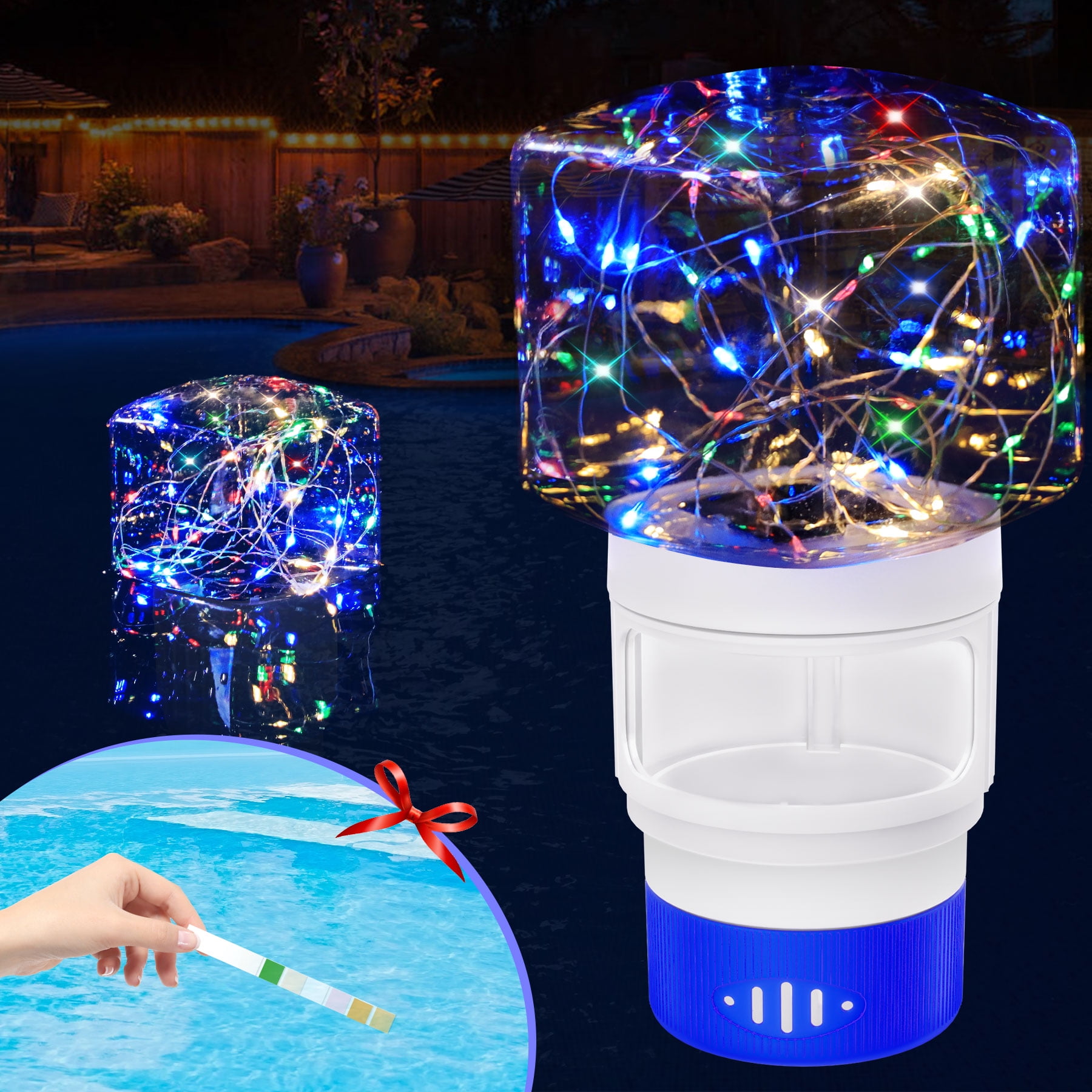 Pool Chlorine Floater,Solar Chlorine Floater with Colorful Light ...