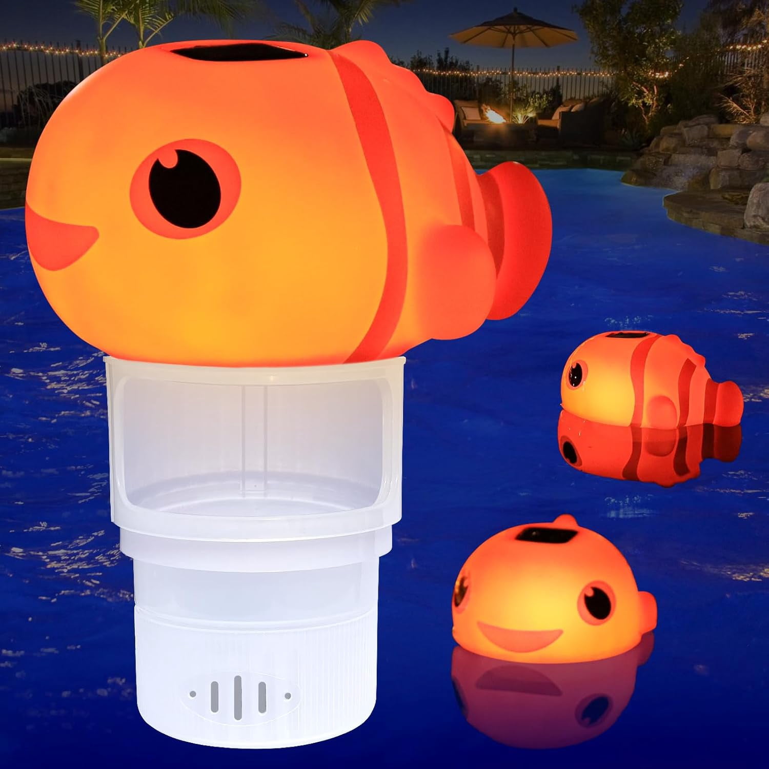 Pool Chlorine Floater, Solar Floating Pool Chlorine Dispenser with ...