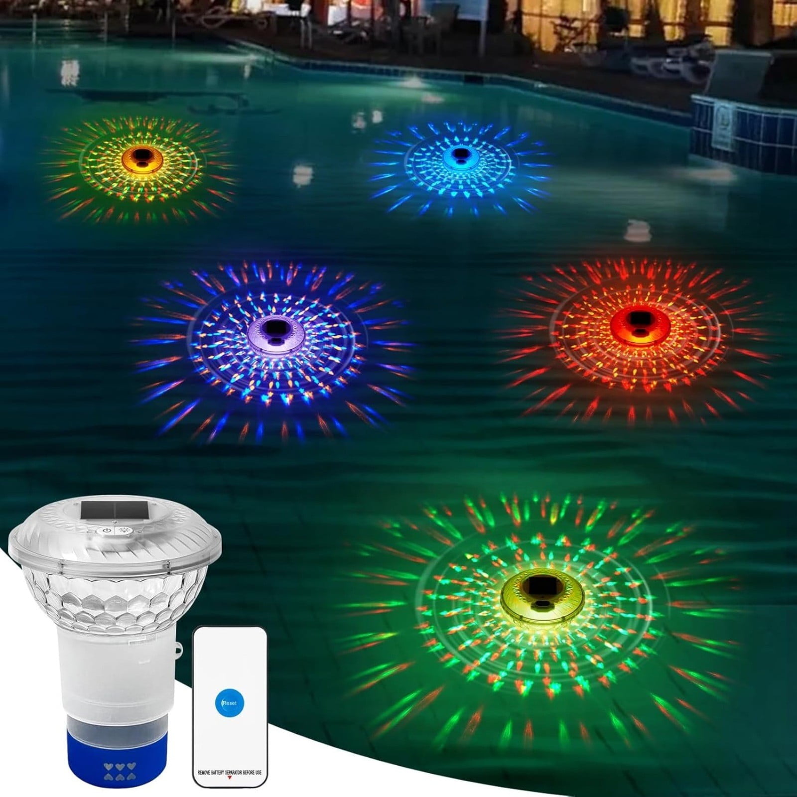 Pool Chlorine Floater Solar Light, Floating Chlorine Dispenser with ...