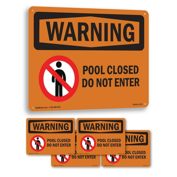 Pool Closed Do Not Enter OSHA WARNING Aluminum Sign 24 Inch x 18 Inch ...