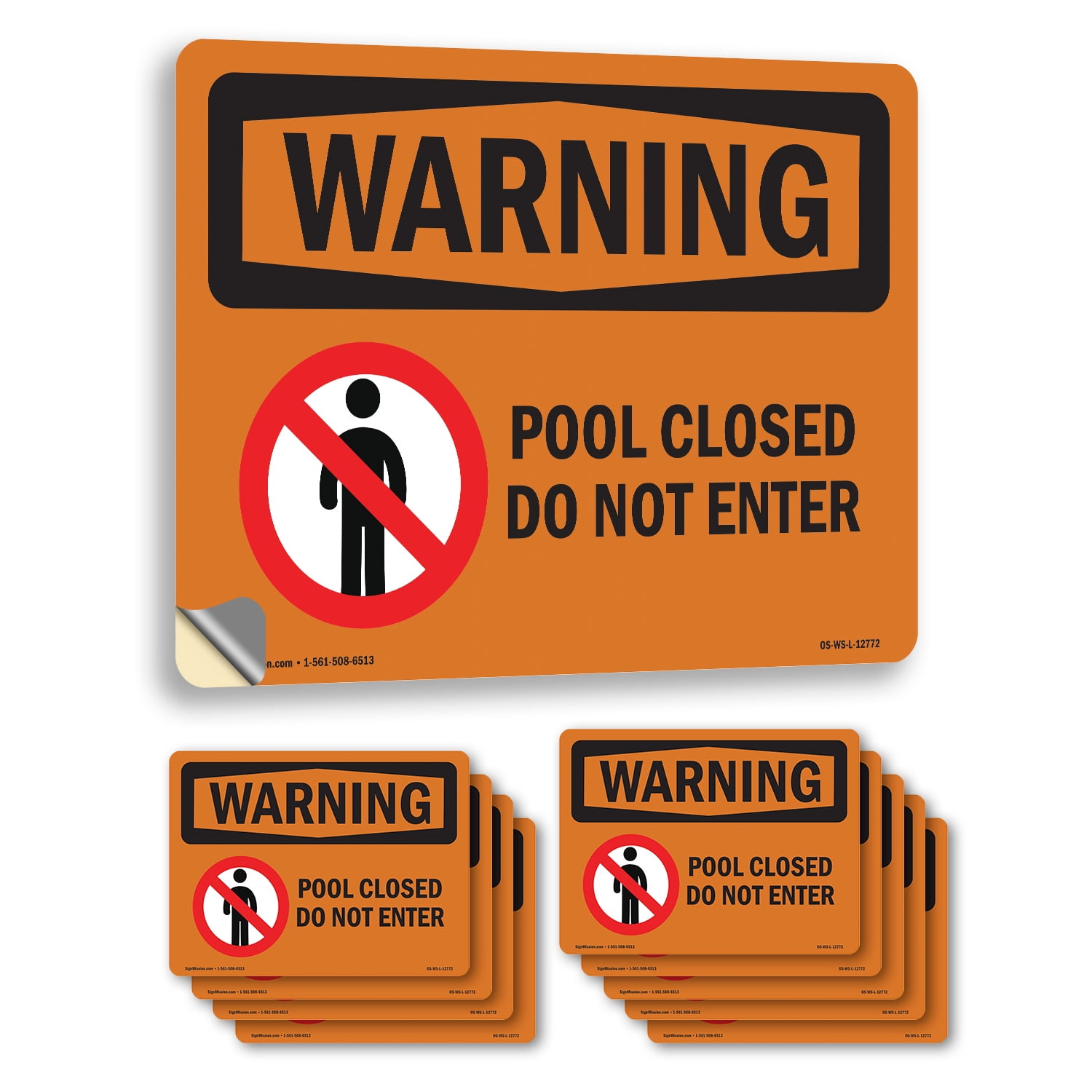 Pool Closed Do Not Enter OSHA WARNING Vinyl Decal Label 18 Inch x 12 ...