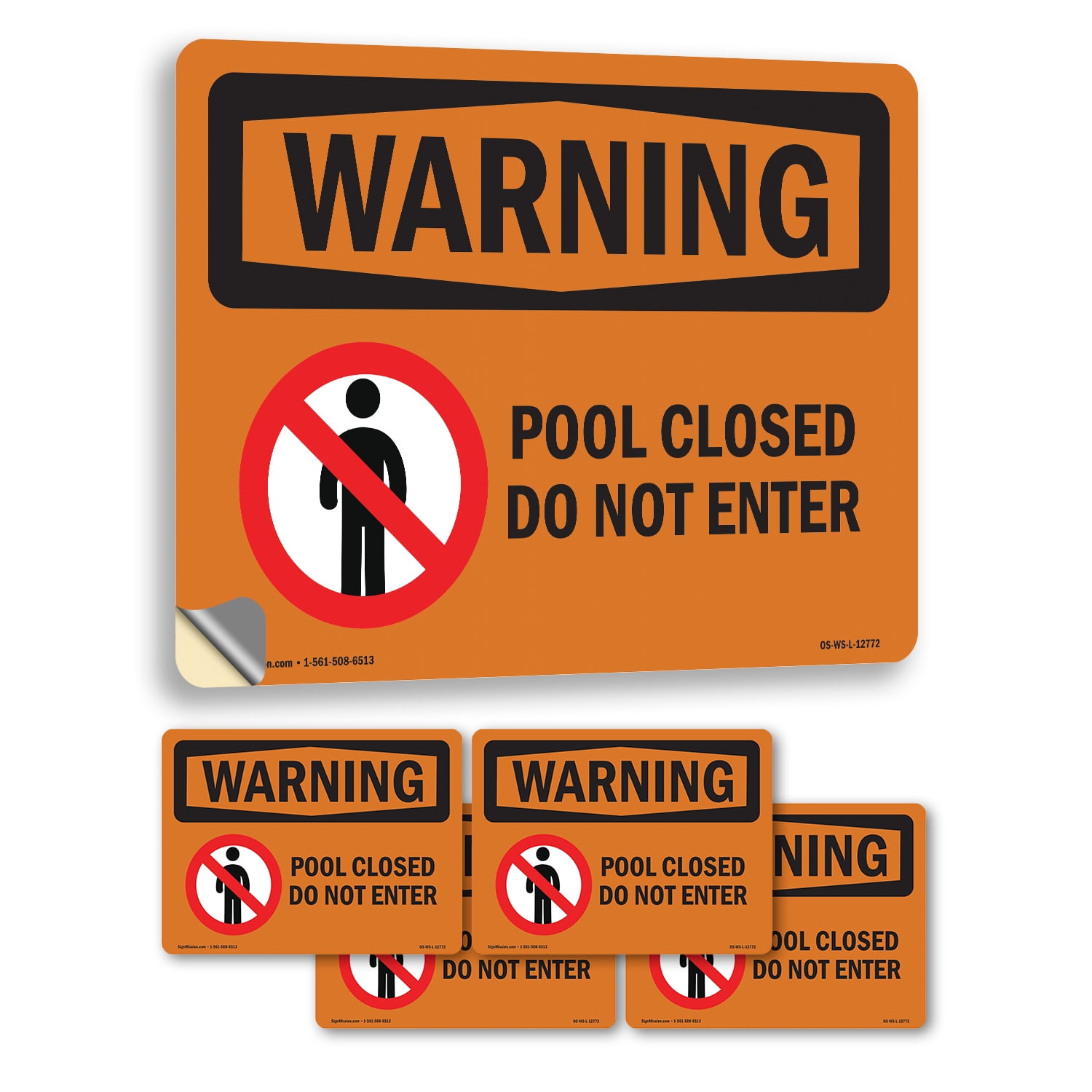 Pool Closed Do Not Enter OSHA WARNING Vinyl Decal Label 7 Inch x 5 Inch ...