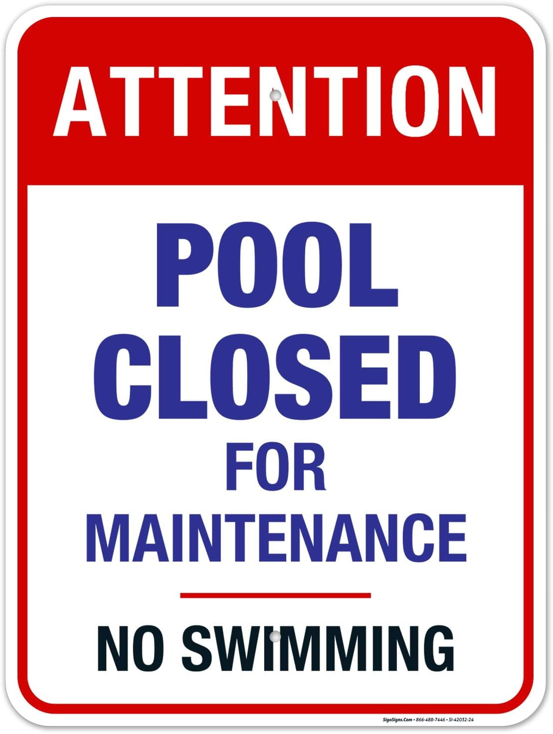 Pool Closed for Maintenance, No Swimming Sign, Pool Sign, 18x24 Inches ...
