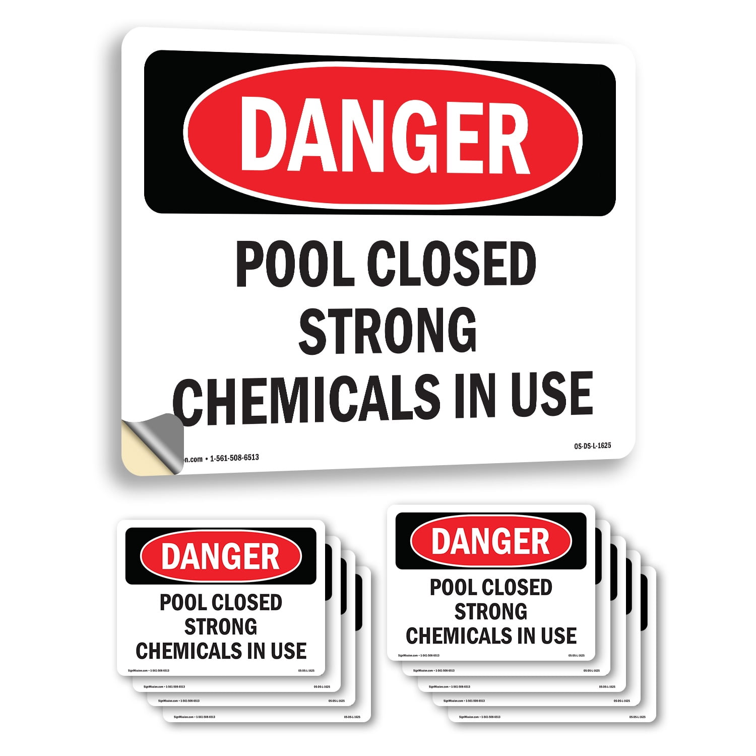 Pool Closed Strong Chemicals In Use OSHA Danger Vinyl Decal Label 5 ...