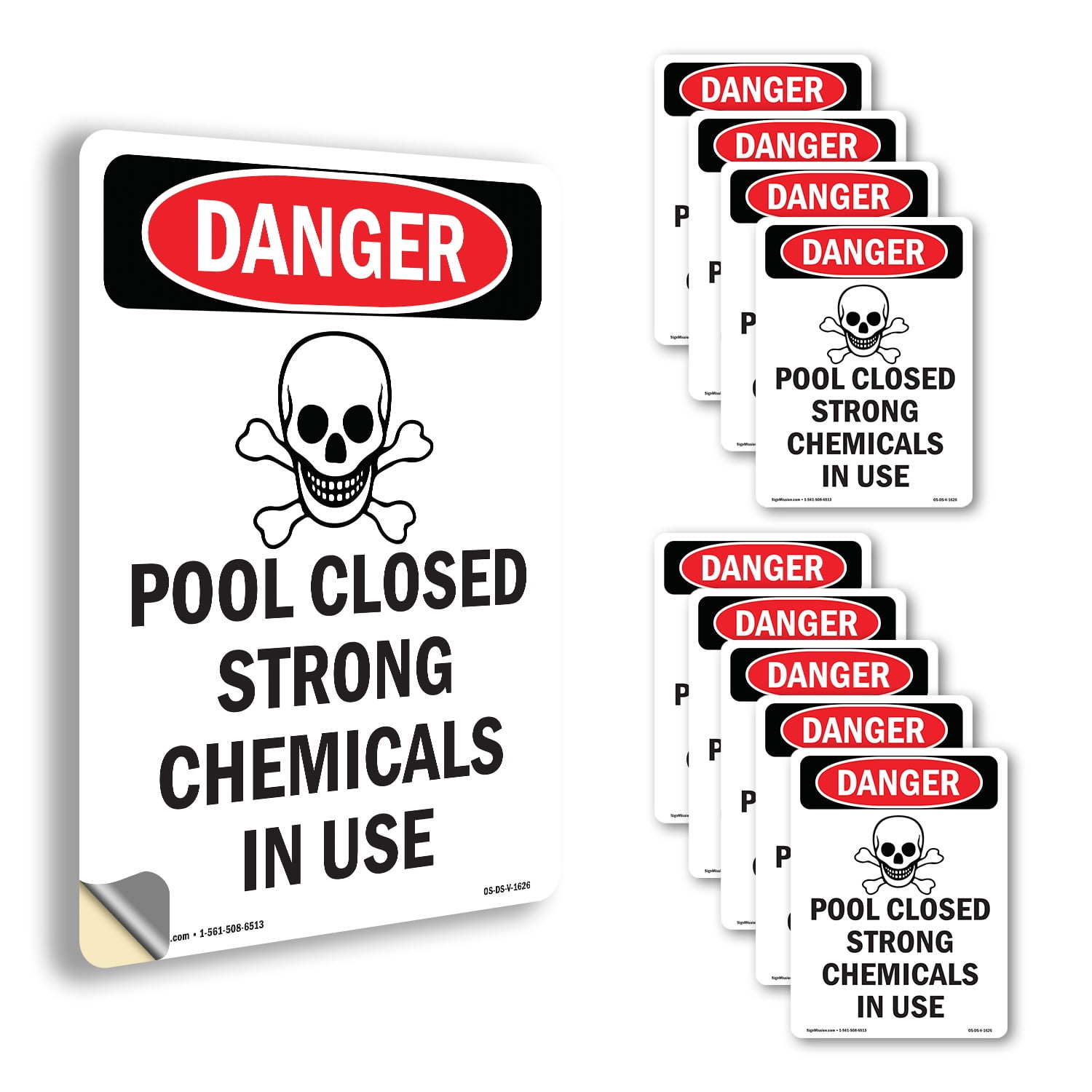 Pool Closed Strong OSHA Danger Vinyl Decal Label 7 Inch x 5 Inch - 10 ...