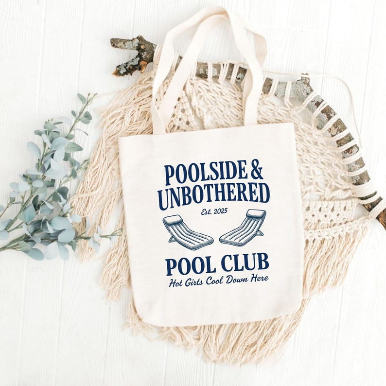 Pool Club Tote Bag – Retro Poolside & Beach Bag, Summer Vacation Gift ...