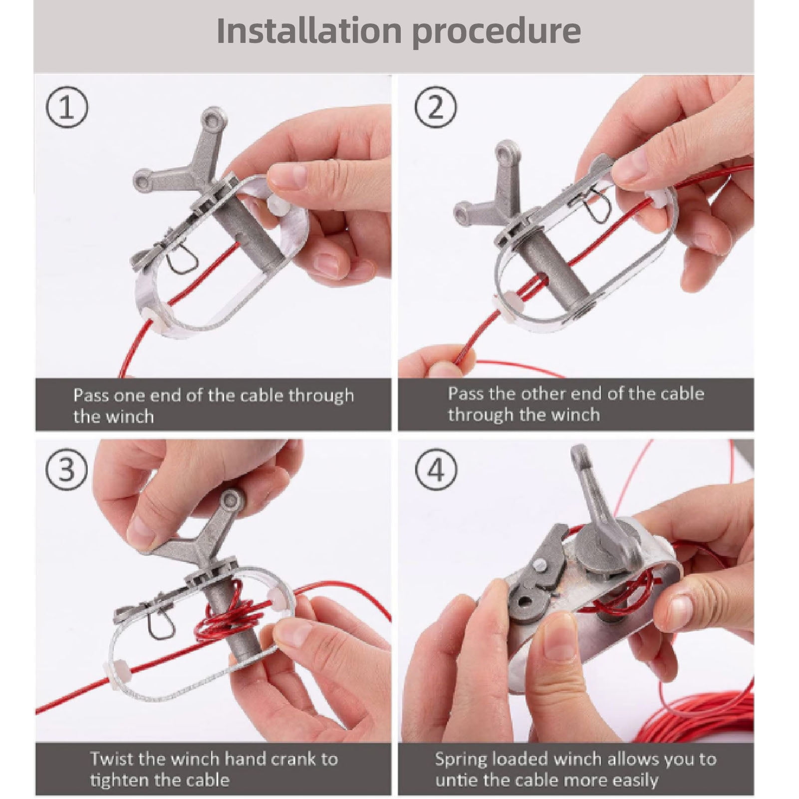 Pool Cover Cable Winch Set: Stainless Steel Spring, Tightening System ...