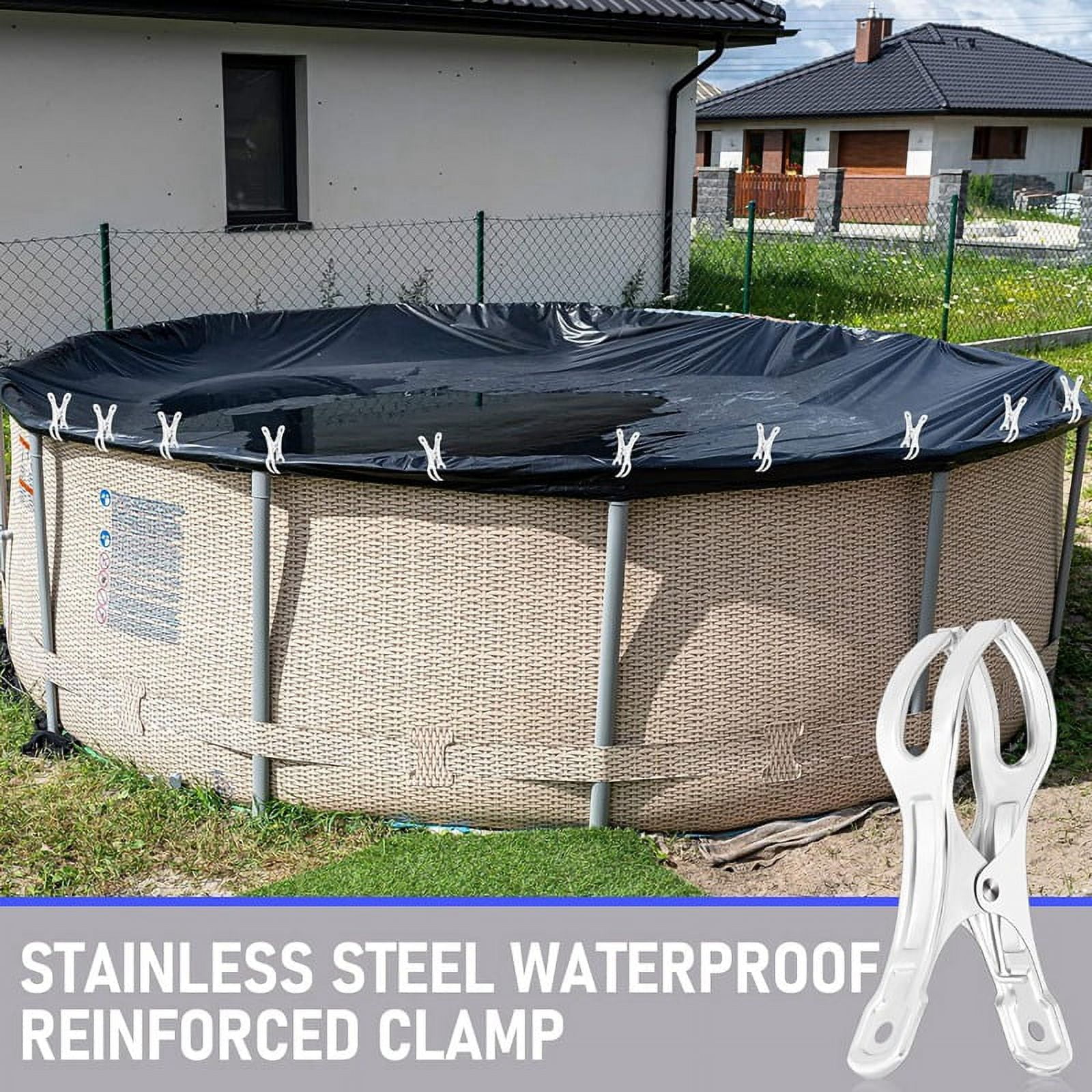 Pool Cover Clips Above Ground Pool, Jumbo Stainless Steel Silver, 4.5 ...