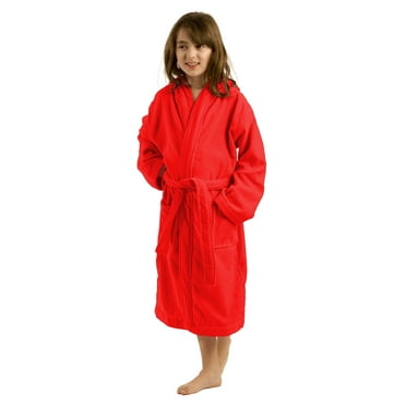 Cotton Terry Hooded Bath Robe for Kids, Unisex, Small/Medium, Pink ...
