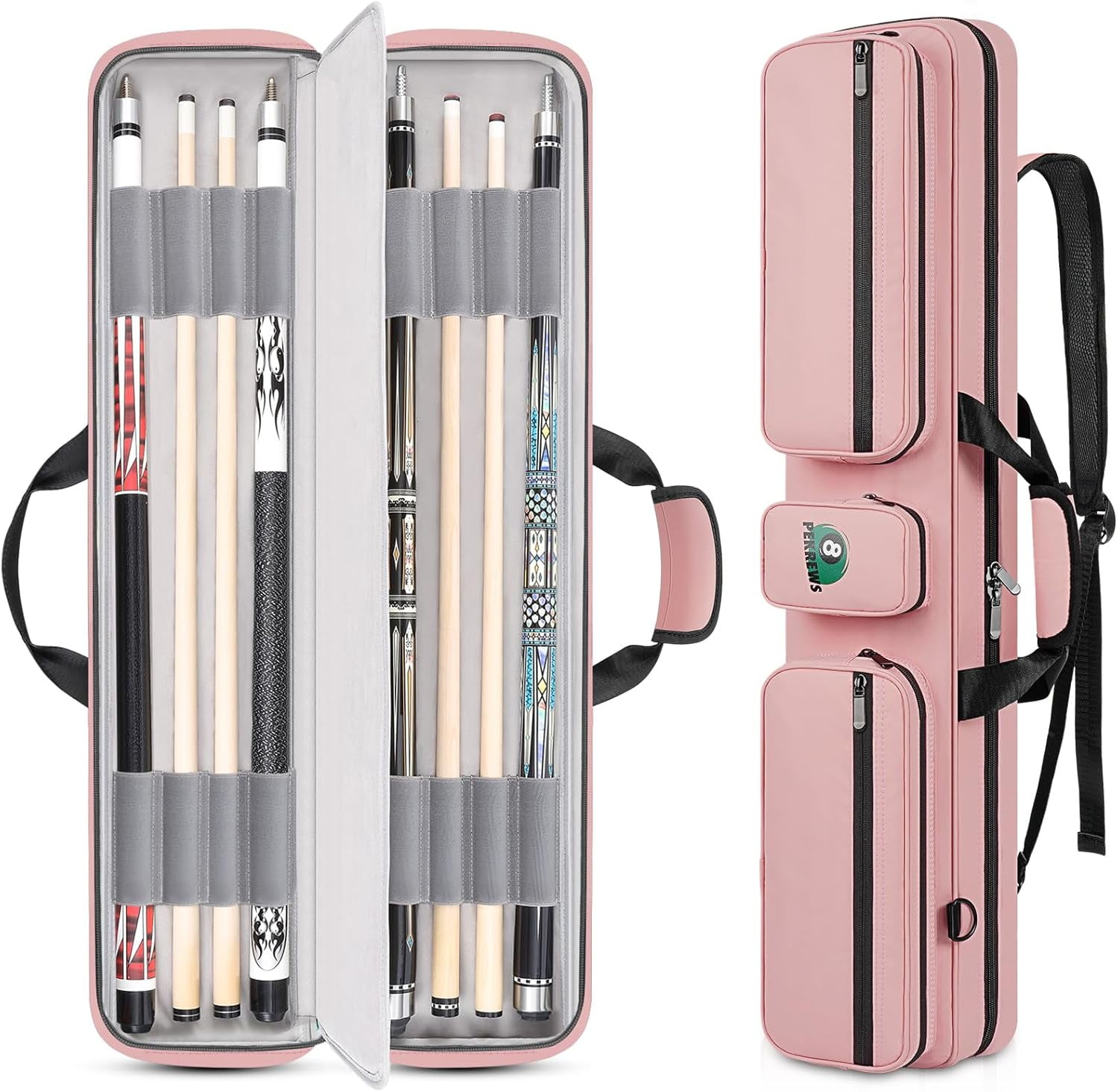 Pool Cue Case 4x4, Pool Stick Case for Women Soft Padded Billiard Cue ...