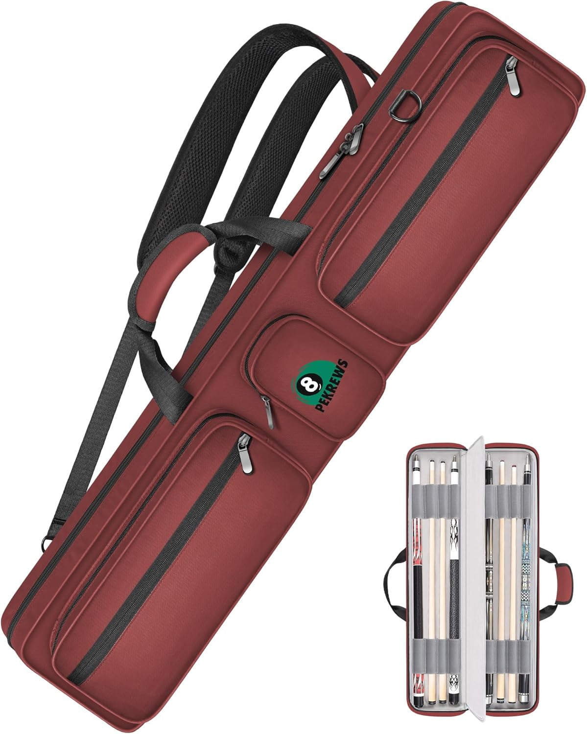 Pool Cue Case, Pool Stick Case 4x5 with Multiple Pockets Holds 4 Butts ...