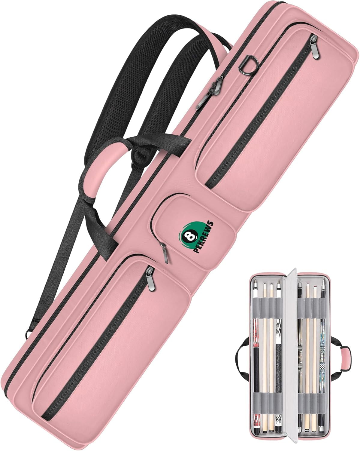 Pool Cue Case, Pool Stick Case 4x5 with Multiple Pockets Holds 4 Butts ...