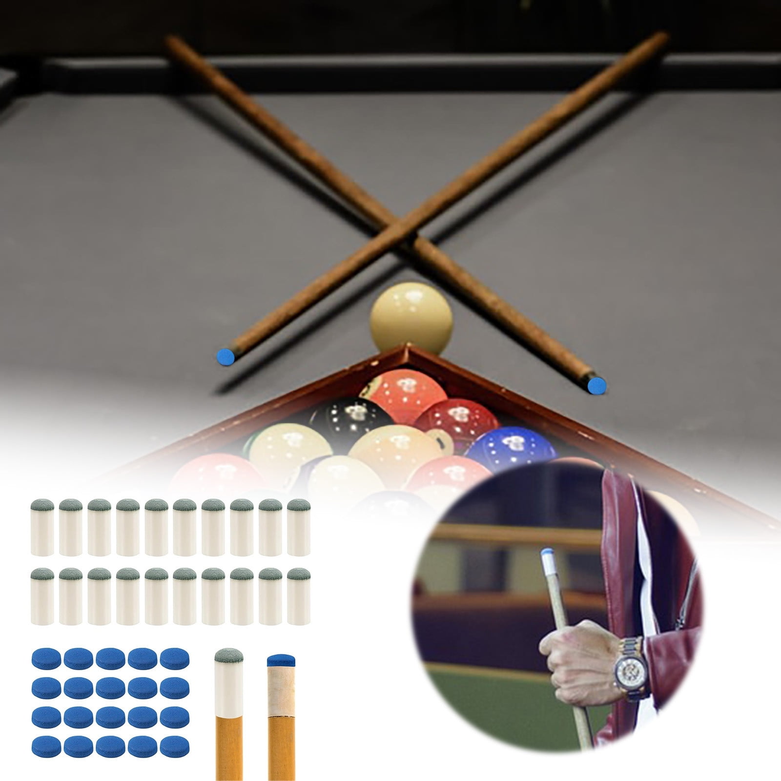 Pool Cue Leather Head 2 Types Of 20 Each A Total Of 40 Automatic ...