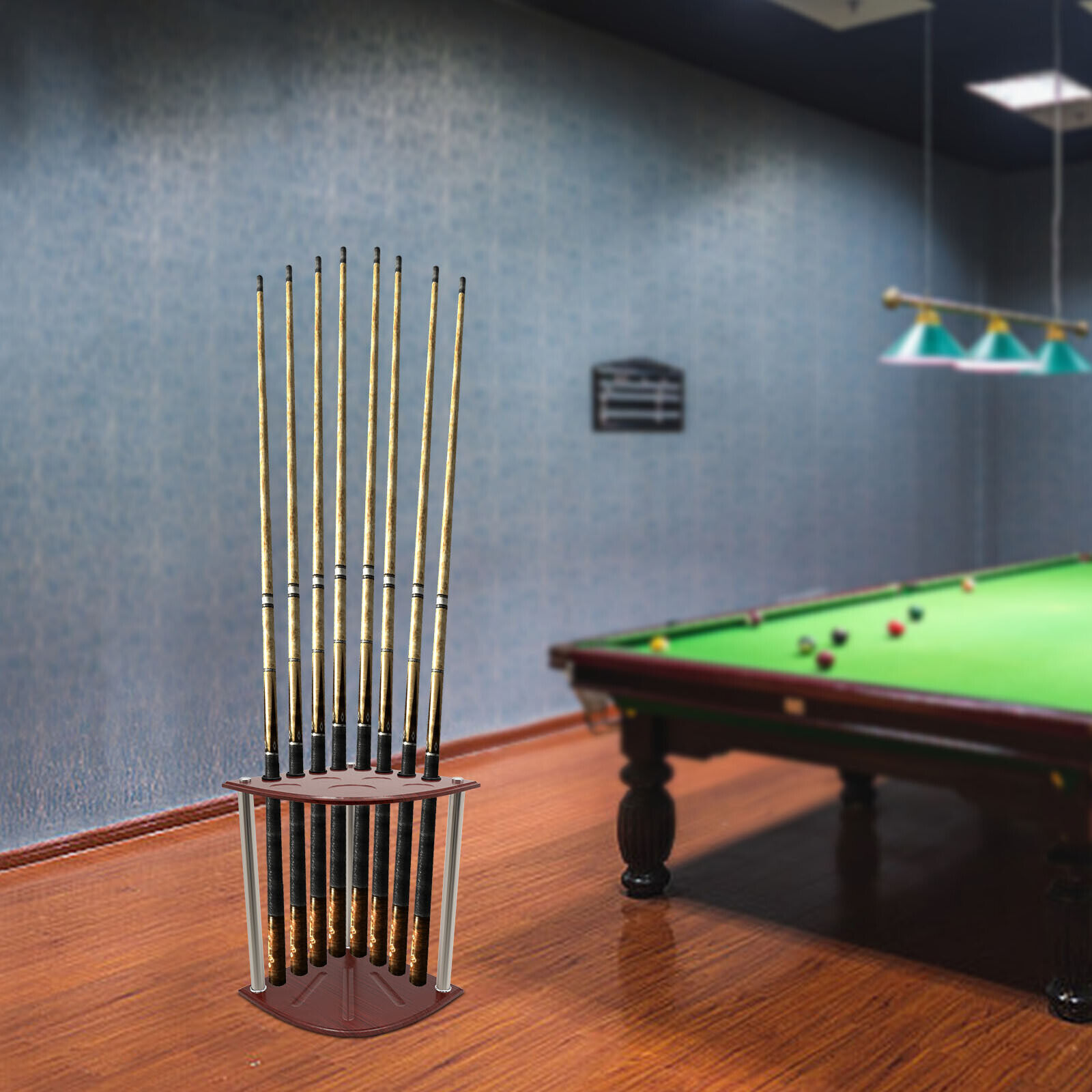 Pool Cue Rack Floor Stand Stick Holder Billiard Cue Rack Wooden ...